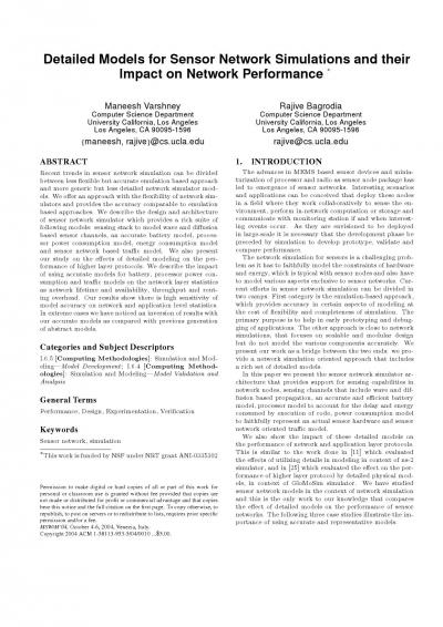 Research Institution Traffic - Detailed models for sensor network simulations and their impact ...