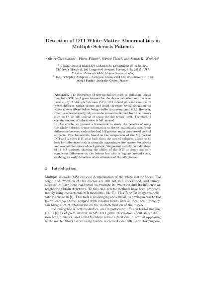 Research Institution Traffic - Detection of DTI White Matter ...