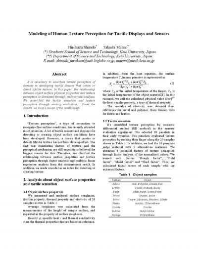 Research Institution Traffic - Modeling of Human Texture Perception for ...